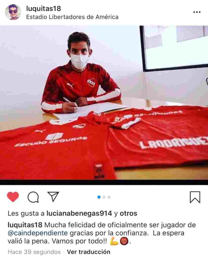 Lucas Rodríguez se refirió a su llegada a Independiente - Todas las ...